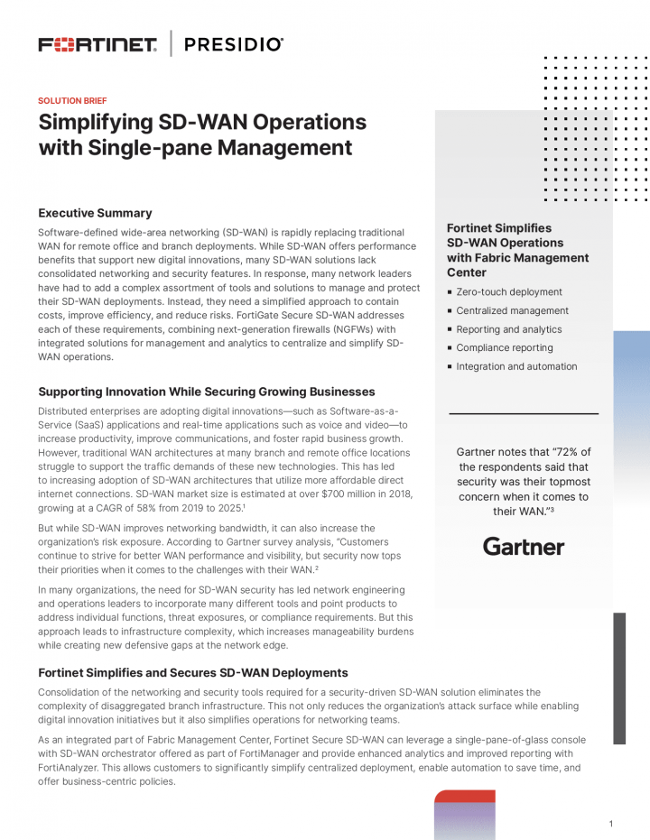 Simplifying SD-WAN Operations with Single-pane Management - Presidio