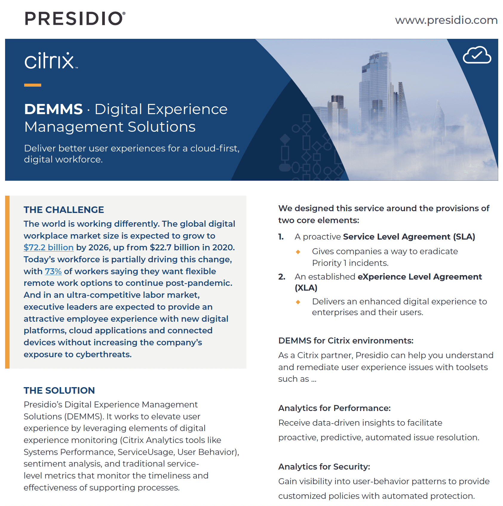 Presidio and Citrix Digital Experience Management Solutions - Presidio