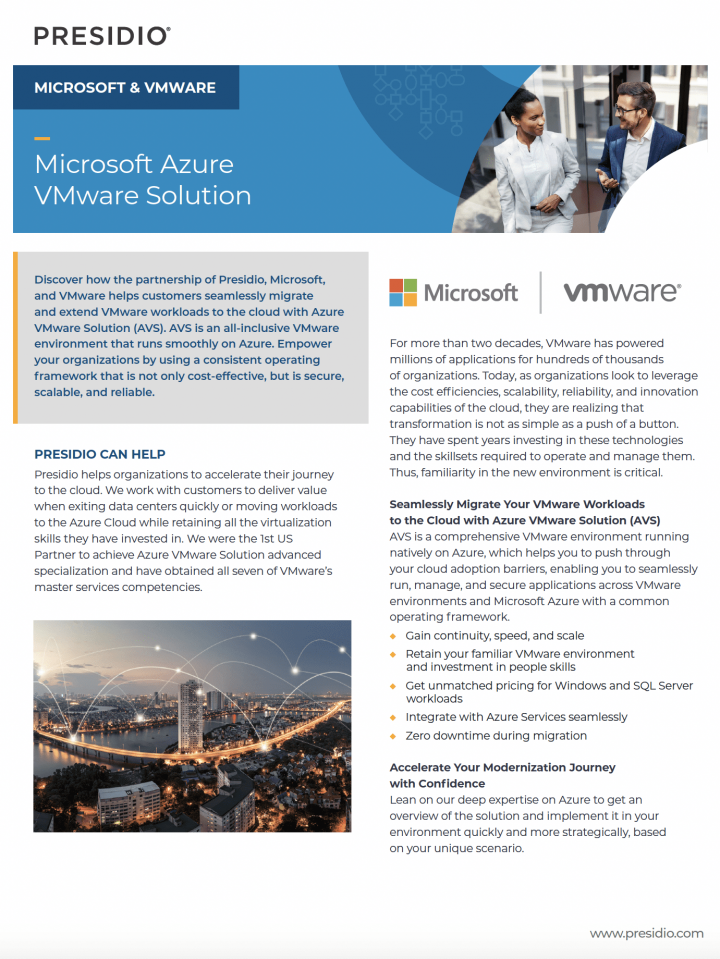 Microsoft Azure VMware Solution - Presidio