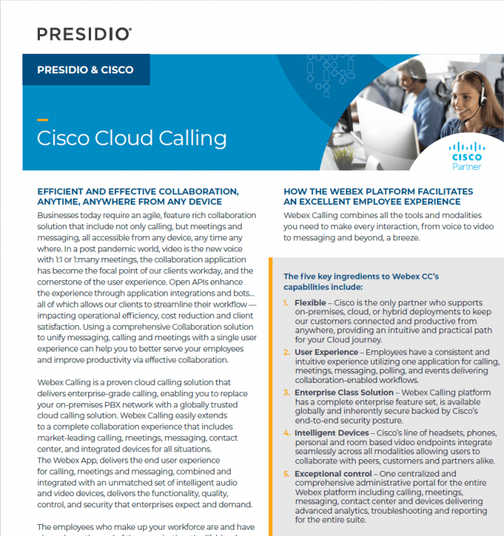 Presidio Cisco Webex Calling - Presidio