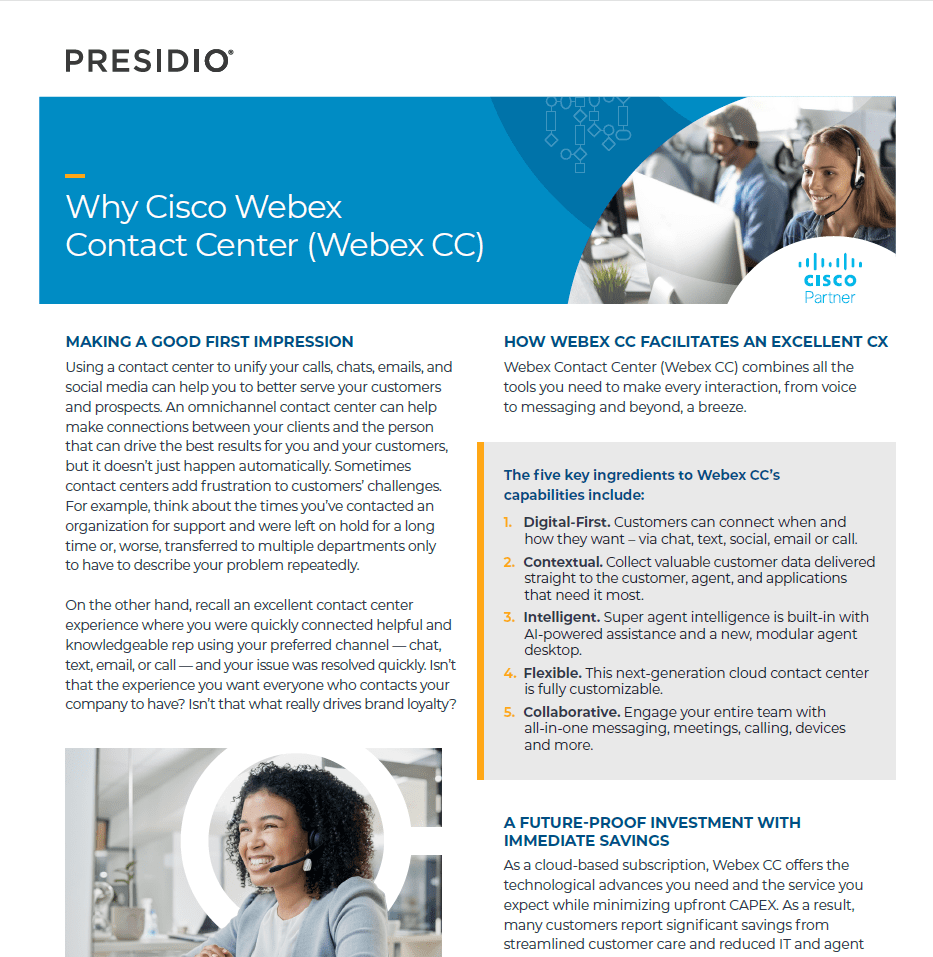 Why Cisco Webex Contact Center (Webex CC) - Presidio