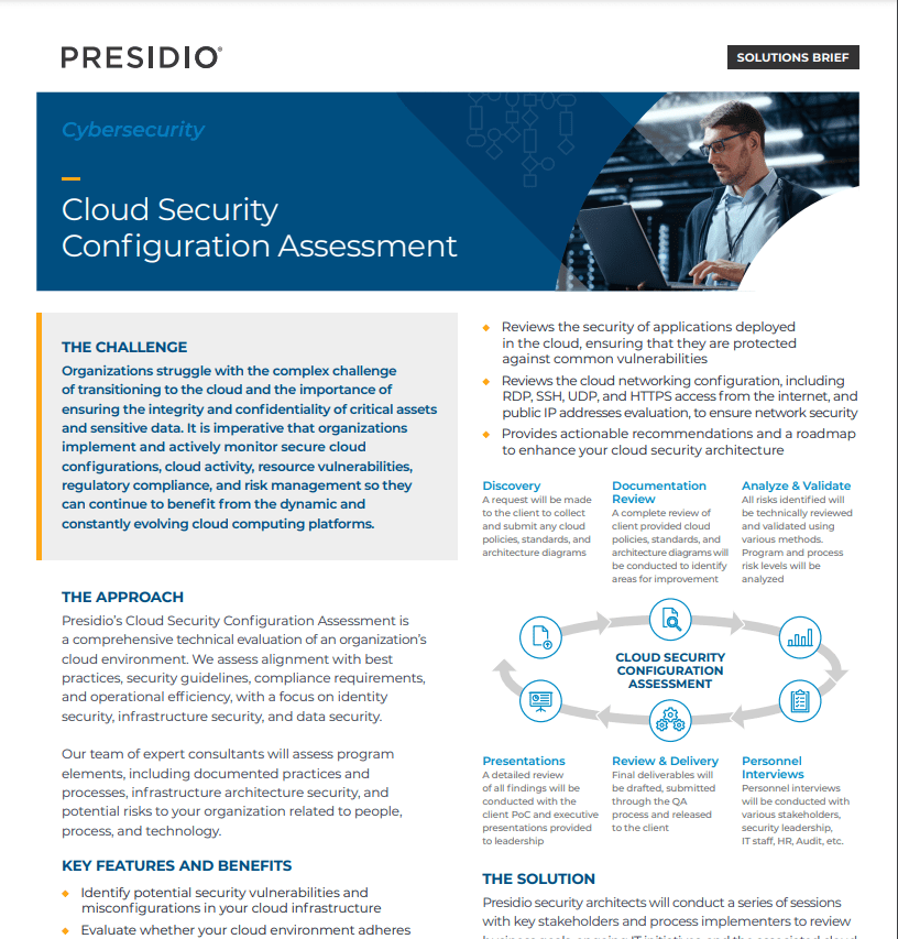 Solution Brief Presidio Cloud Security Configuration Assessment - Presidio
