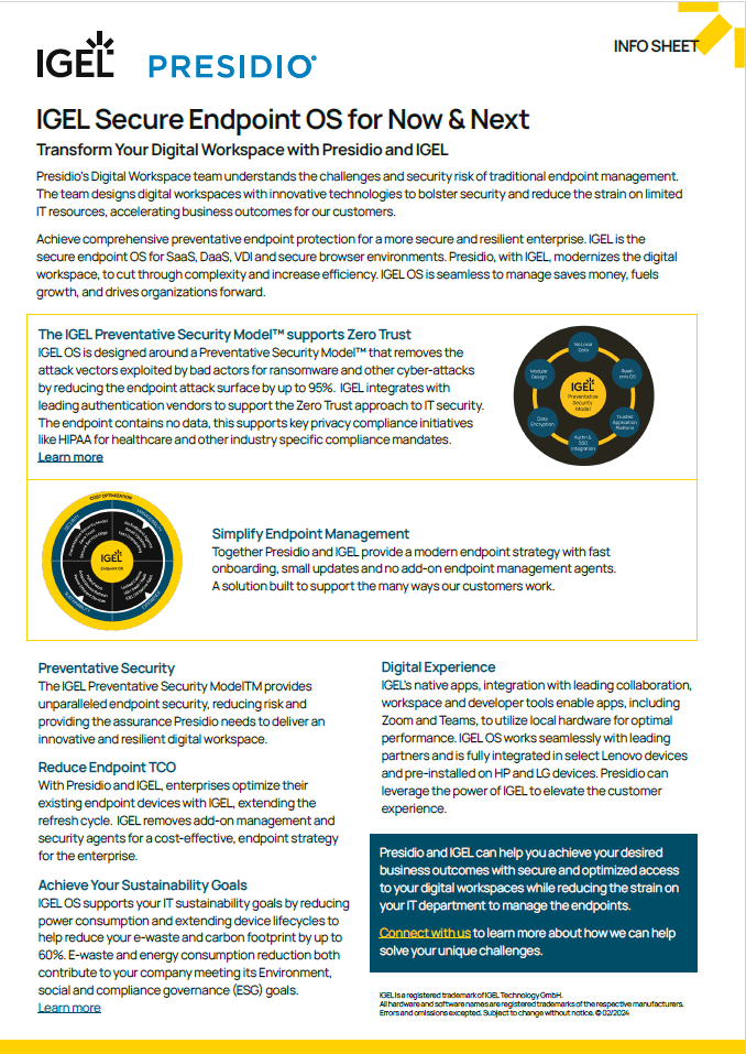 IGEL SECURE ENDPOINT OS FOR NOW & NEXT - Presidio