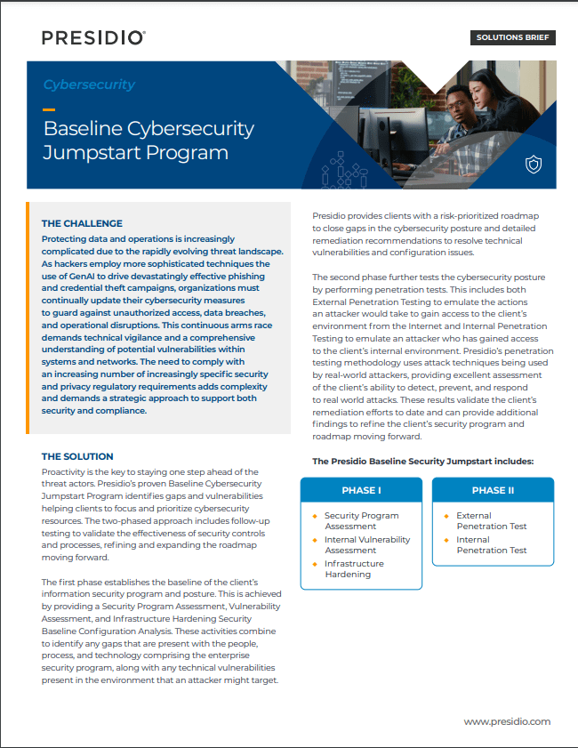 Baseline Cybersecurity Jumpstart Program - Presidio