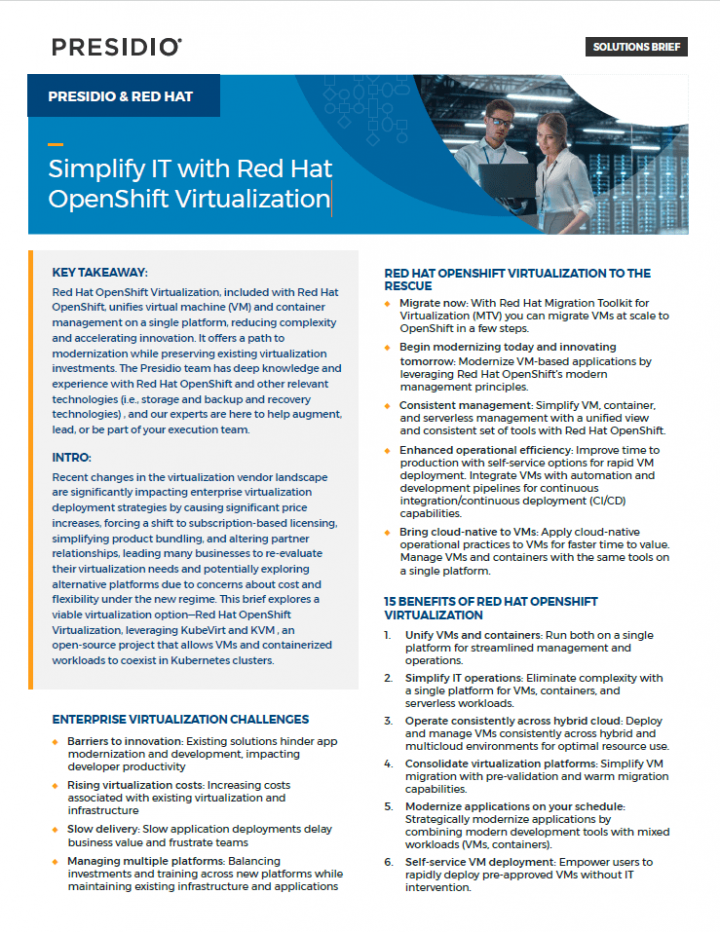 Simplify It With Red Hat Openshift Virtualization Presidio