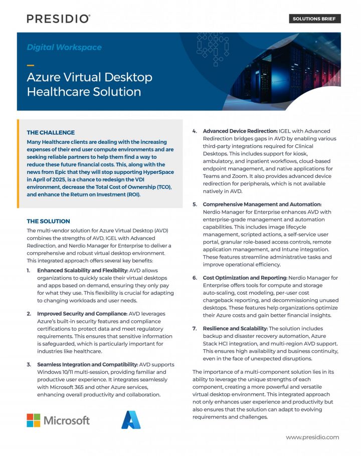 Azure Virtual Desktop Healthcare Solution - Presidio