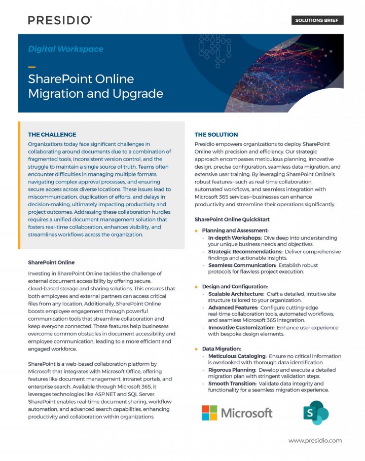 SharePoint Online Migration and Upgrade - Presidio