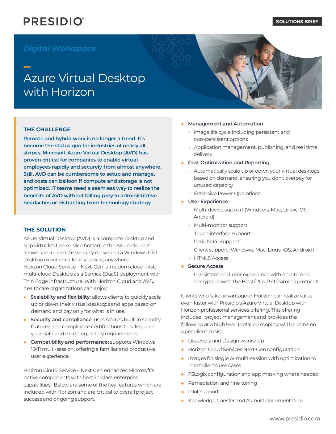 Azure Virtual Desktop with Horizon - Presidio
