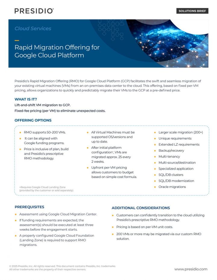 Rapid Migration Offering for Google Cloud Platform - Presidio