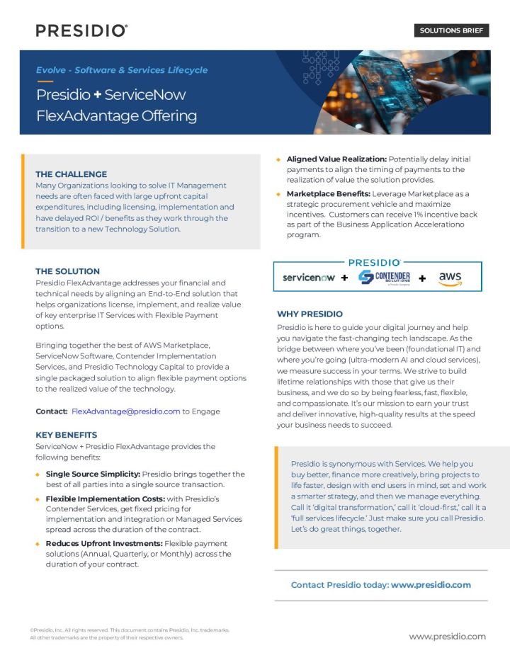 Presidio + ServiceNow FlexAdvantage Offering - Presidio